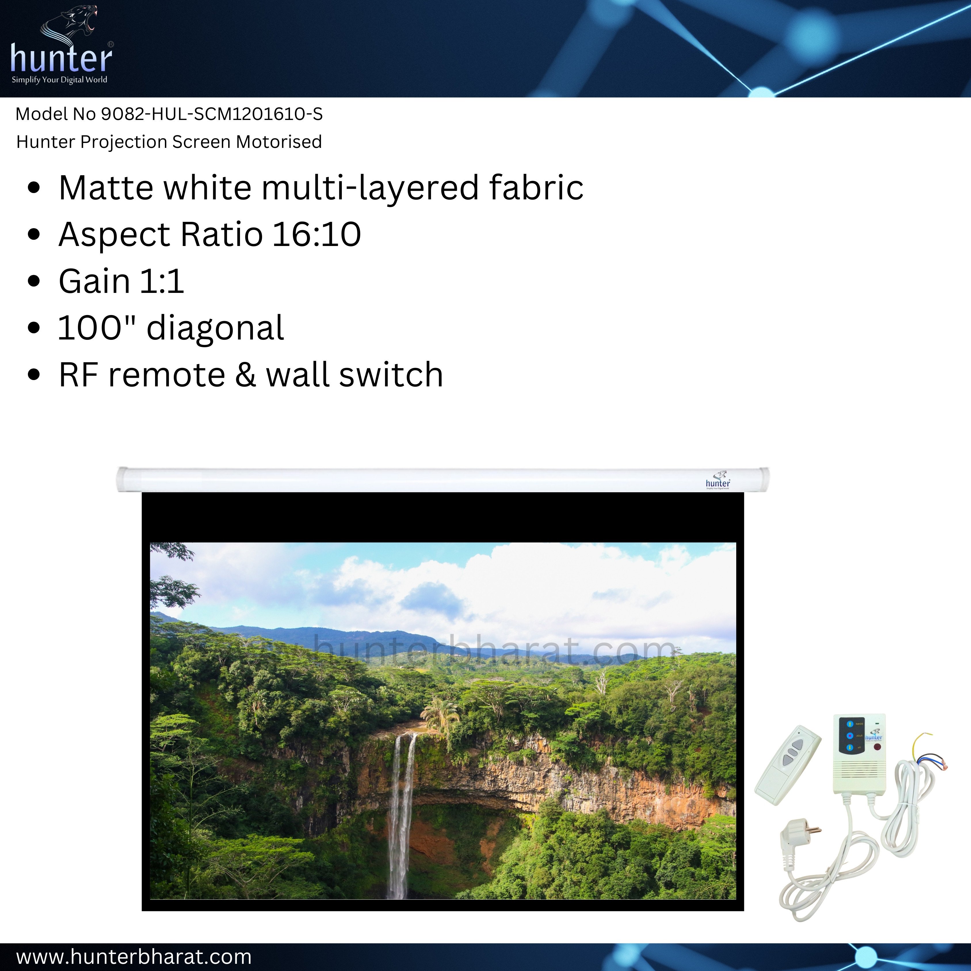 Hunter Projection Screen Motorized 120" diagonal 16:10