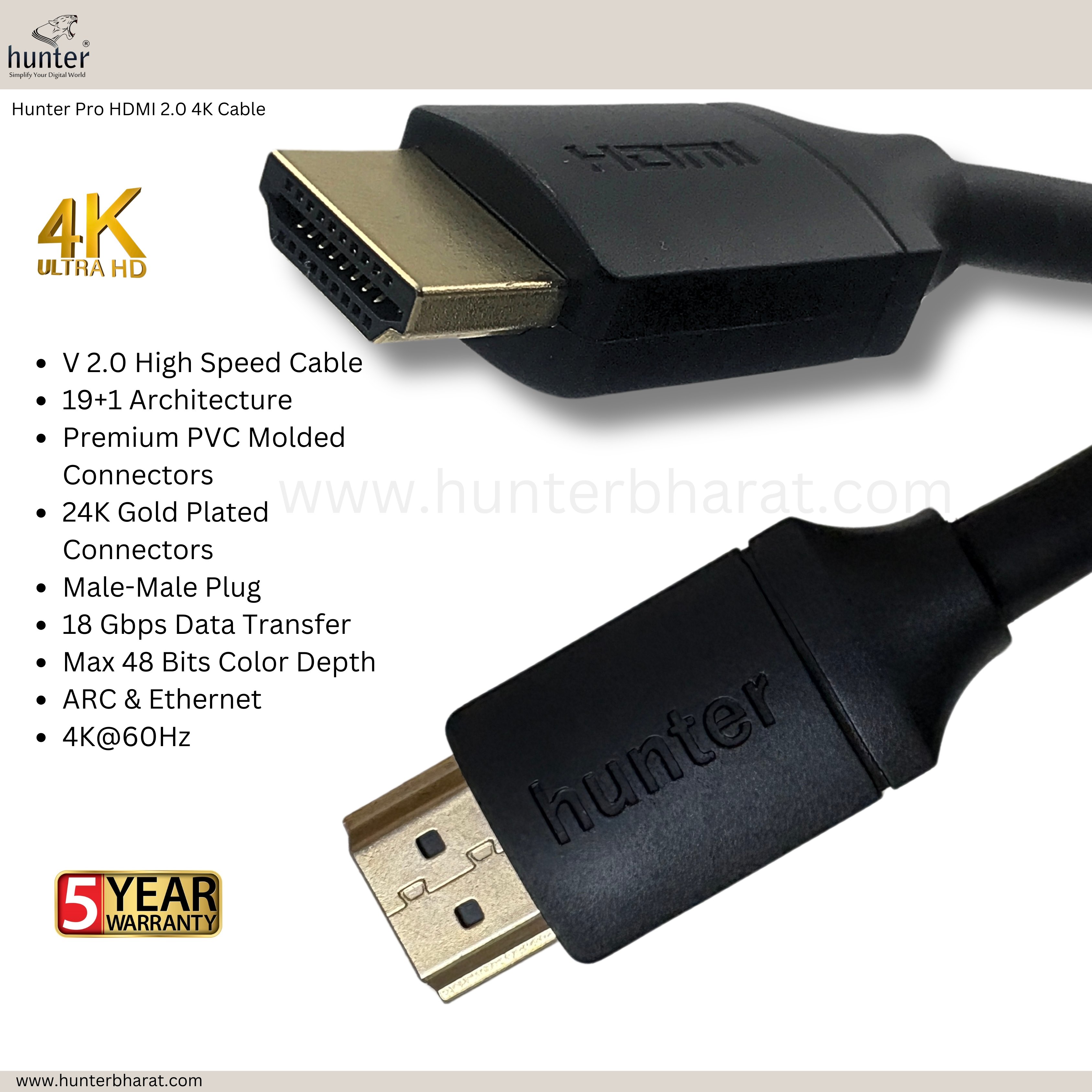 Hunter HDMI cable 10 Meter V 2.0-9284