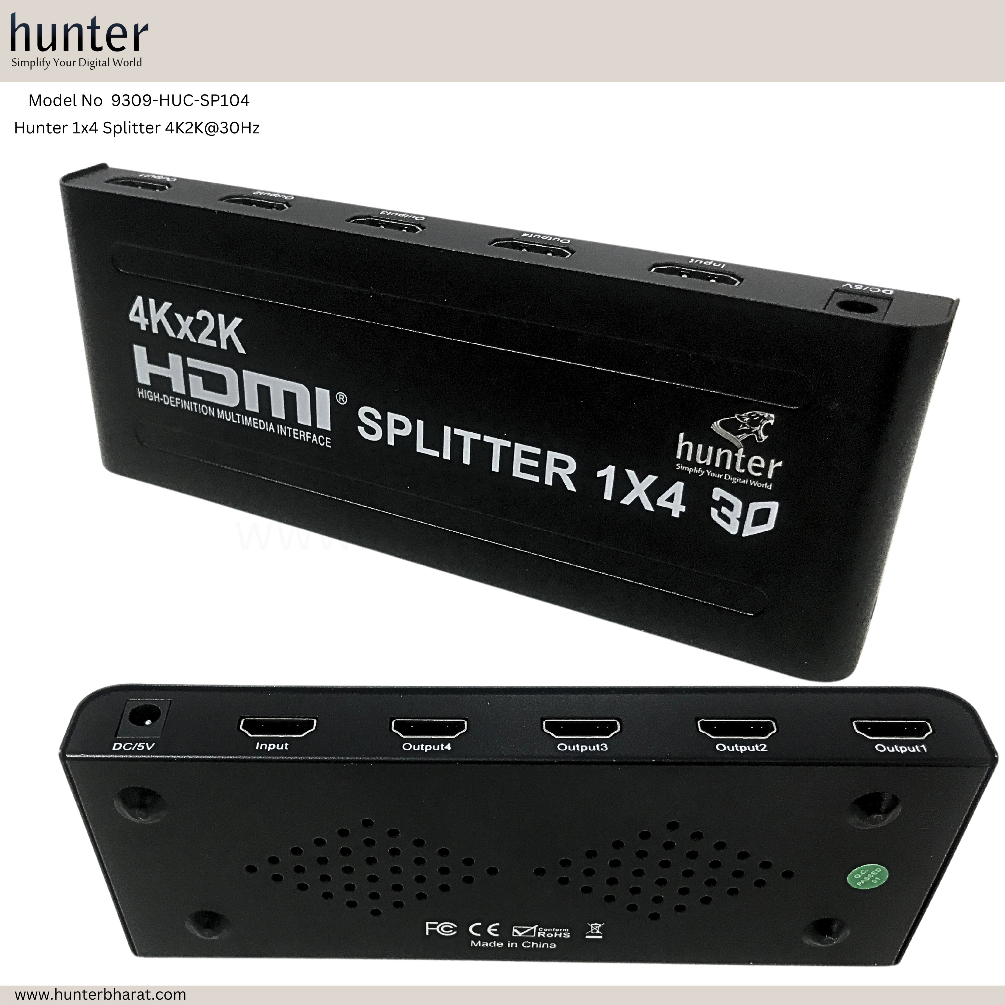 Hunter 1x4 Splitter 4K2K@30Hz-9309