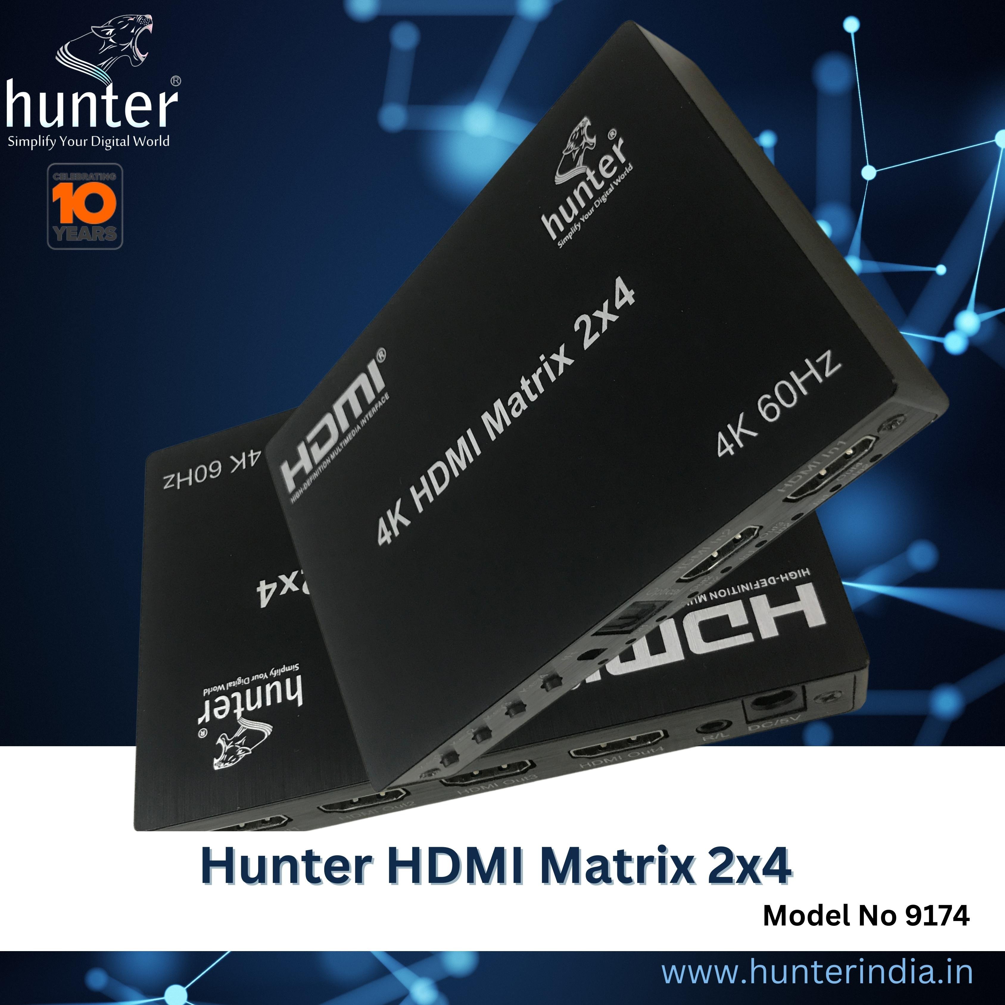 High-Performance 4K HDMI Matrix 2x4 with Audio | Hunter 9174-HUC-M44A ...