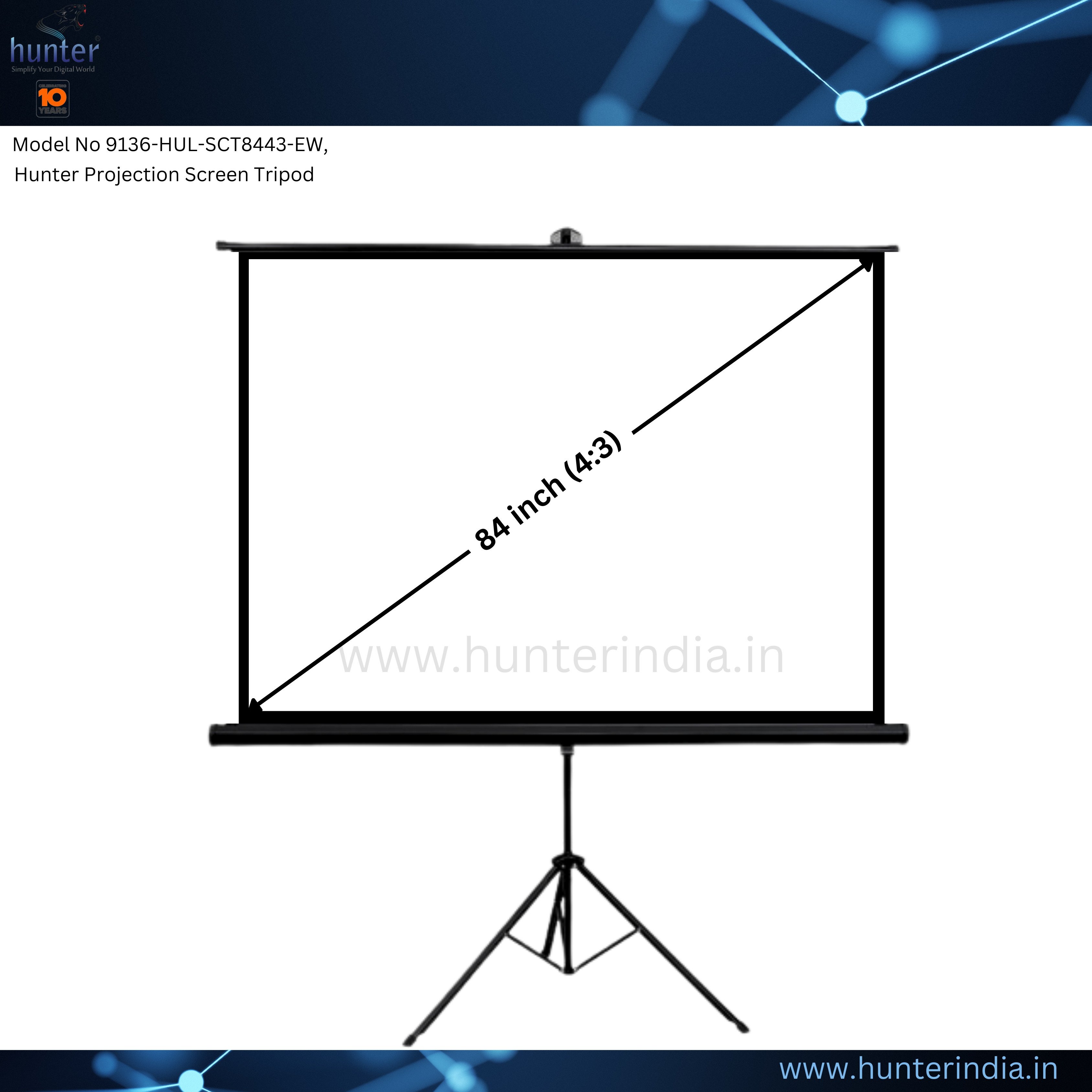 Hunter Projection Screen Tripod 84" diagonal 6x4 4:3